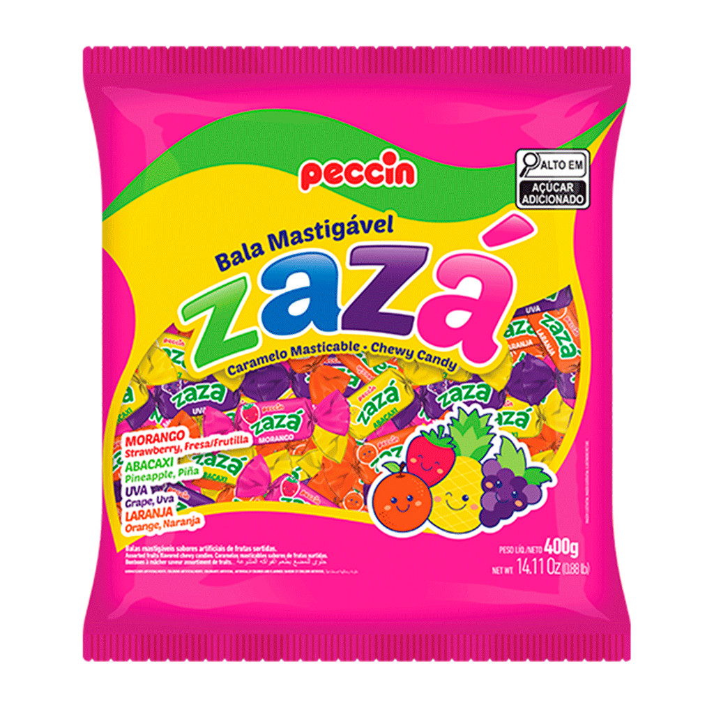 Bala Mastigável Sortida Zazá 400g - Peccin | Shopee Brasil