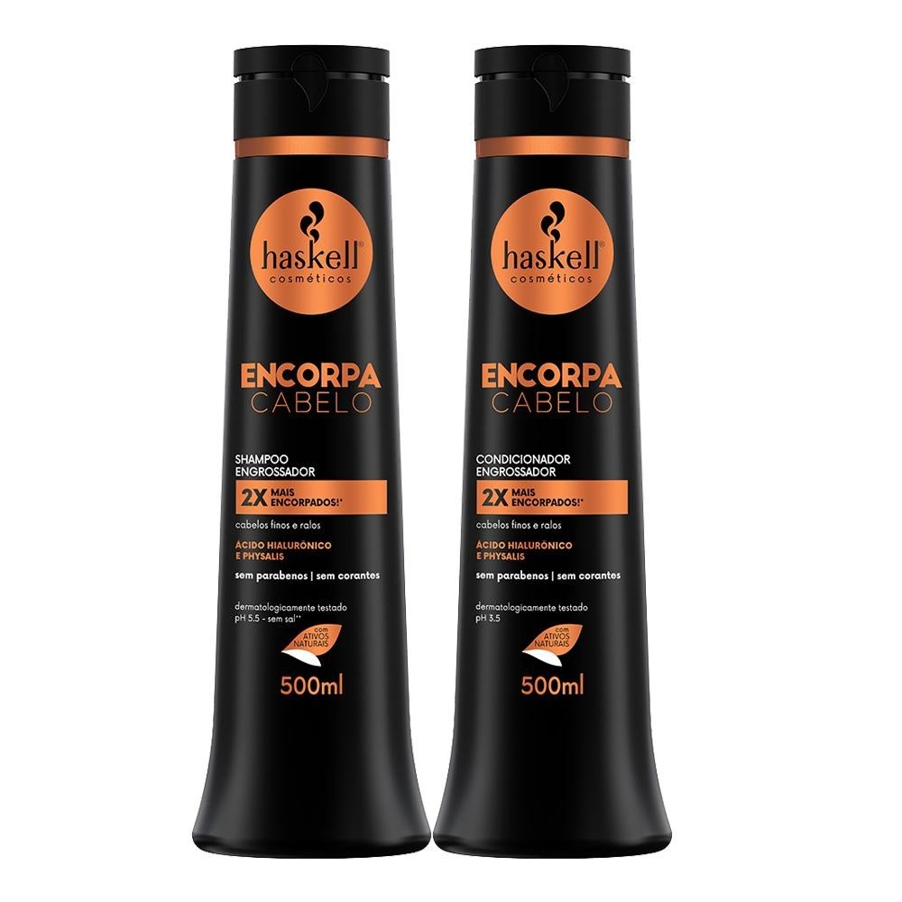 Kit Shampoo e Condicionador Engrossador Encorpa Cabelo Haskell 500ml | Shopee Brasil