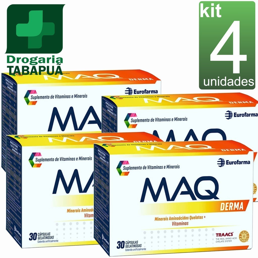 kit com 4 Maq Derma 30 Capsulas Suplemento De Vitaminas E Minerais - Cabelos e Unhas- Eurofarma ...