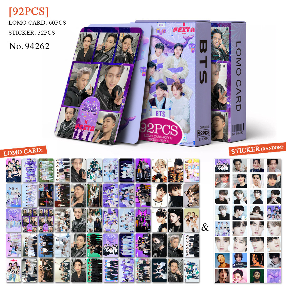 92-96pcs/box BT-S Lomo Cards Album FESTA 10th Anniversary JIMIN FACE J-HOPE SUGA SOLO Stickers ...