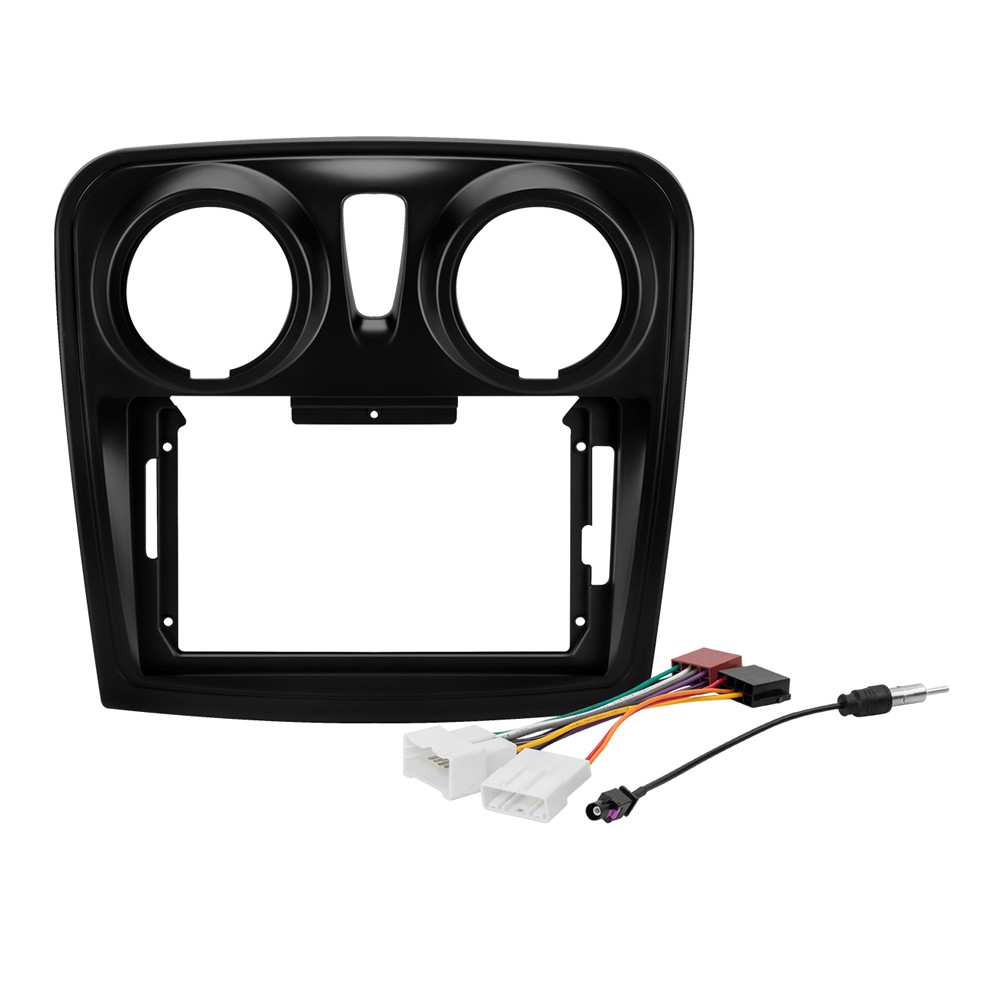 Kit Moldura Painel 9 Pol Sandero 2017 2018 2019 2020 2021 2 Din Preto Chicote Som Plug Antena ...