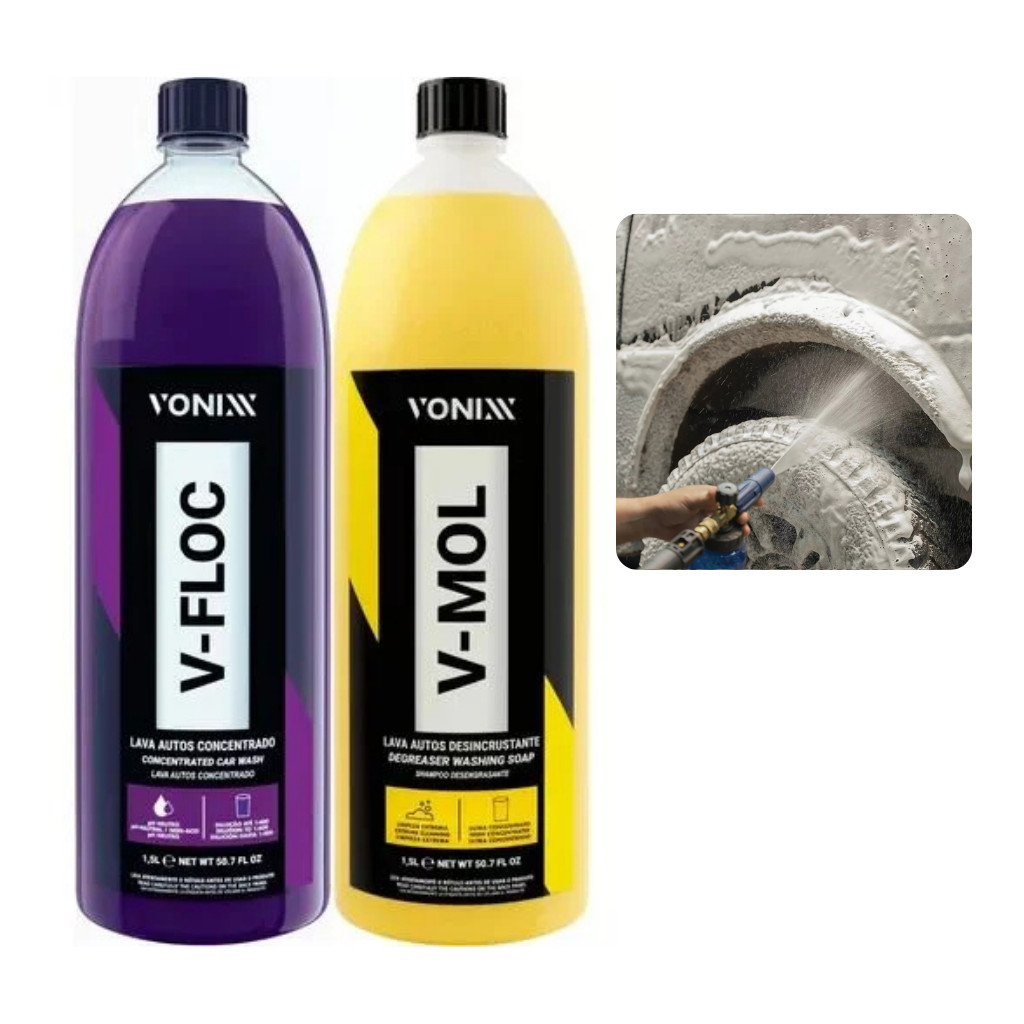 Kit Shampoo Vonix V-Mol e V-Floc Lavagem Simples E Pesada | Shopee Brasil