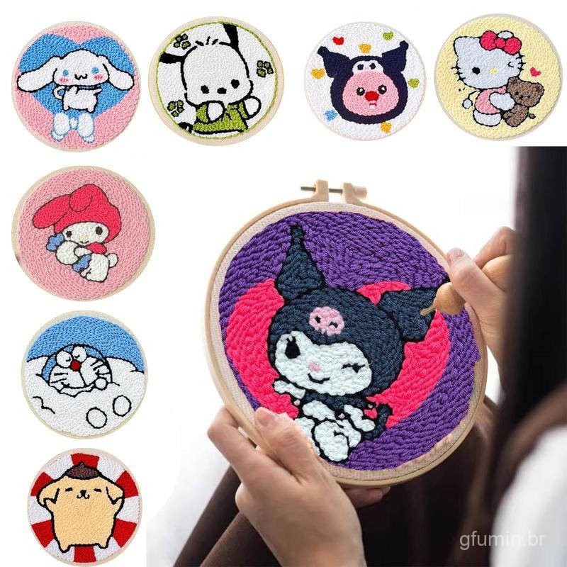 Conjunto de Bordado com Agulha de Punção Sanrio Fofo de Desenho Animado ...