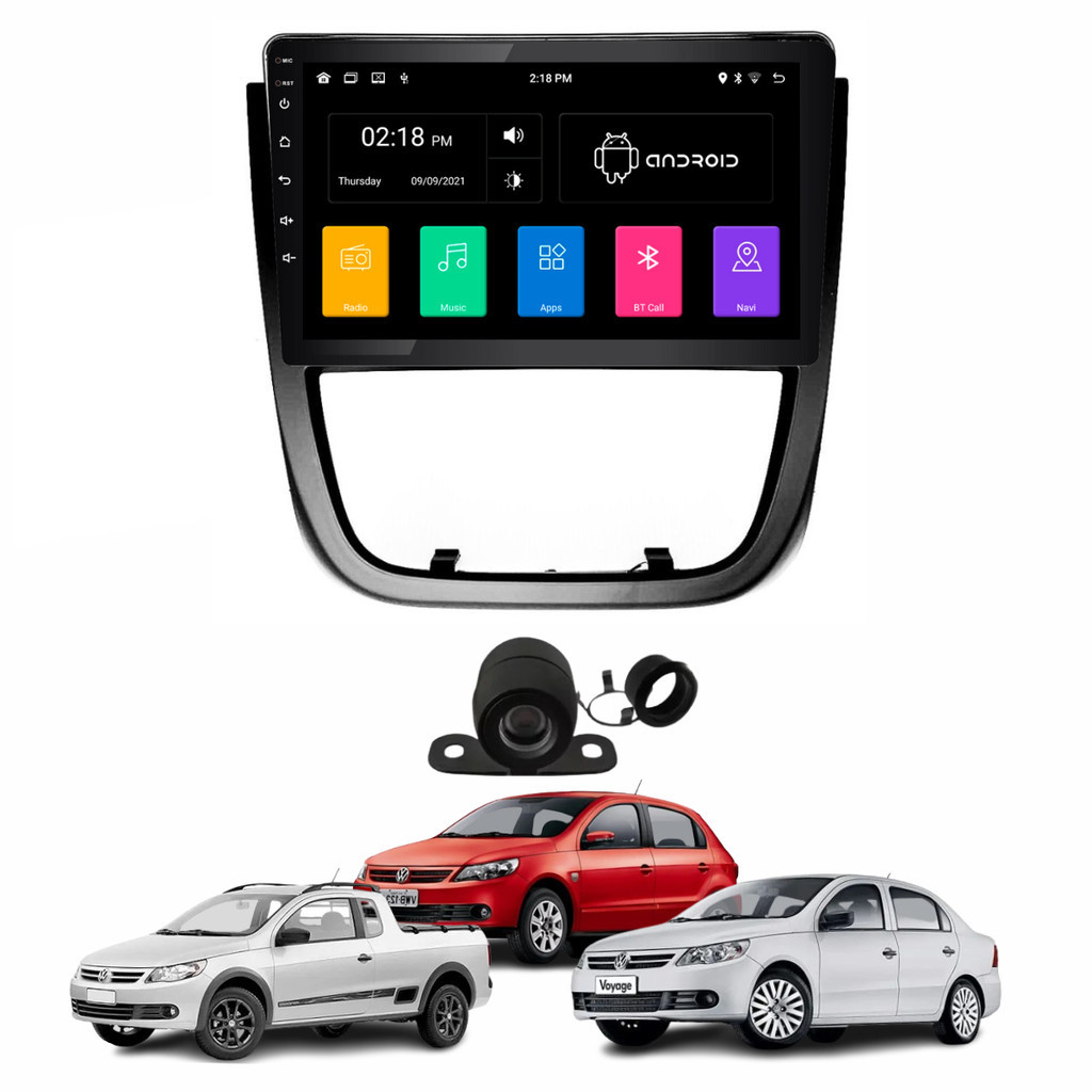 Central Multimídia 9'' Android 11 WI-FI GPS Bluetooth Moldura Gol Saveiro Voyage G5 Câmera de Ré ...