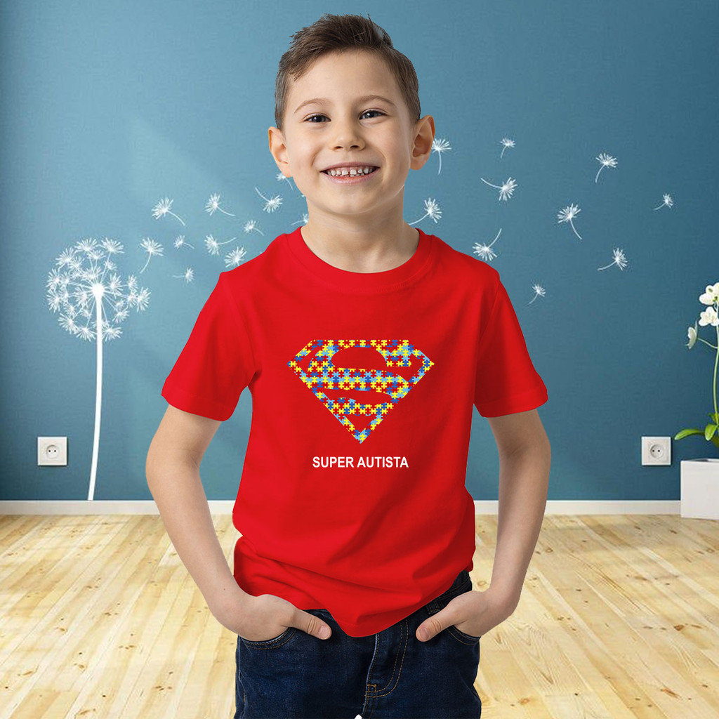 Camiseta Básica Infantil Super Autista Autismo Super Herói | Shopee Brasil