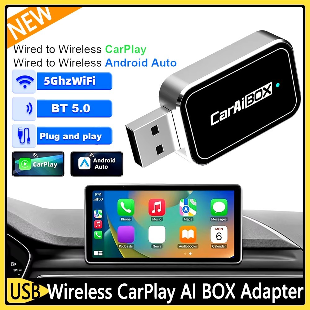 CarAIBOX 2 Em 1 Adaptador CarPlay Sem Fio Android Auto Dongle Caixa Para Rádio De Carro Com ...