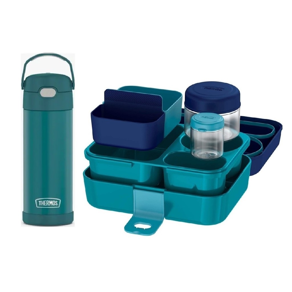 Kit Garrafa Térmica Funtainer e Lancheira Bento Box freestyle Verde Mar ...