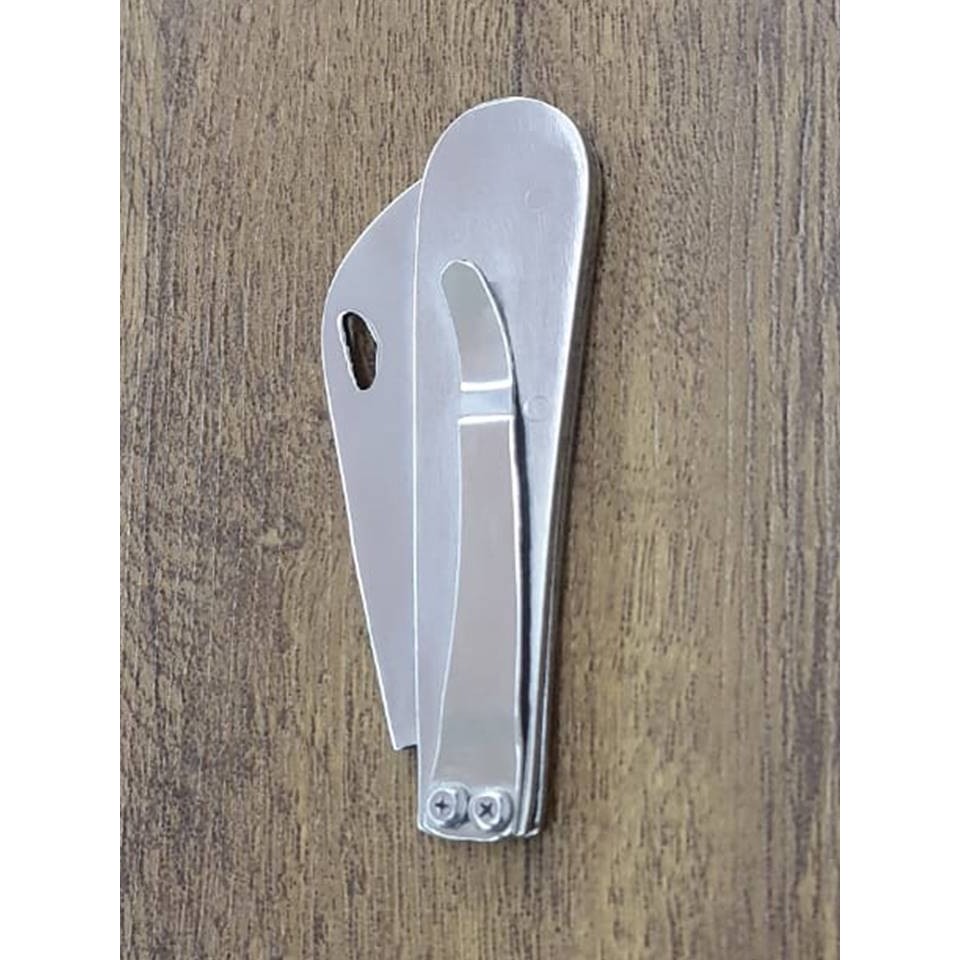 Canivete Ponta Curva todo Cromado com Presilha para Bolso | Shopee Brasil