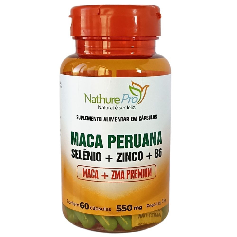 Maca Peruana Zma + Zinco + Selênio + Vit. B6 em Cápsula 60 Cáps ...