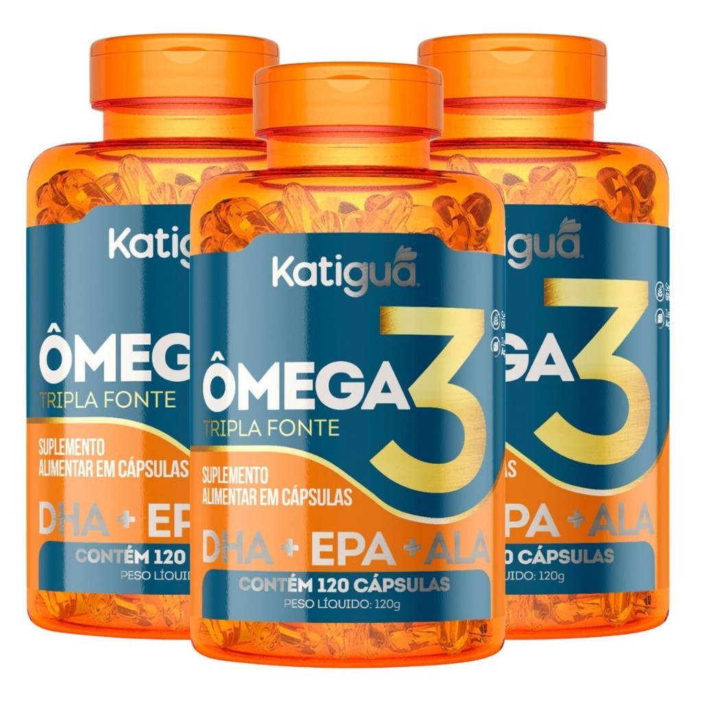 Suplemento Alimentar Ômega 3 Tripla Fonte 1000mg Katiguá 120 Cápsulas ...