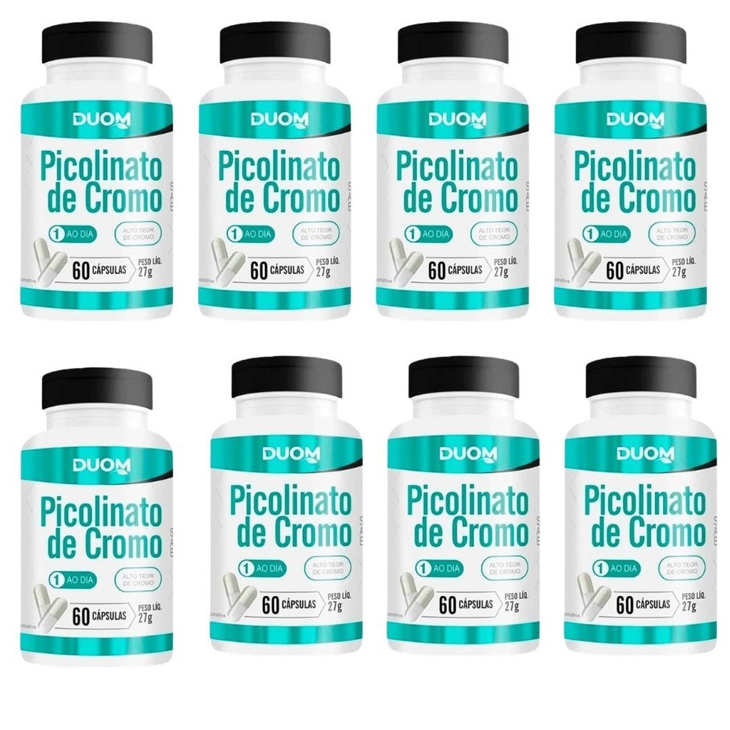 Kit 8un Suplemento Alimentar Picolinato de Cromo 60Cps- Duom | Shopee ...