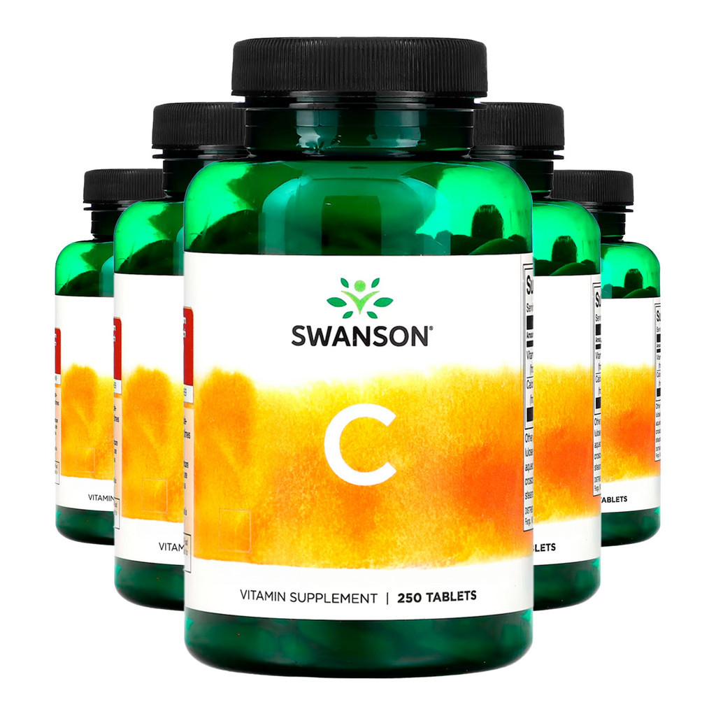 Kit 5x Vitamina C tamponada 500 mg Swanson 250 Tabs Importado /Made in Usa | Shopee Brasil