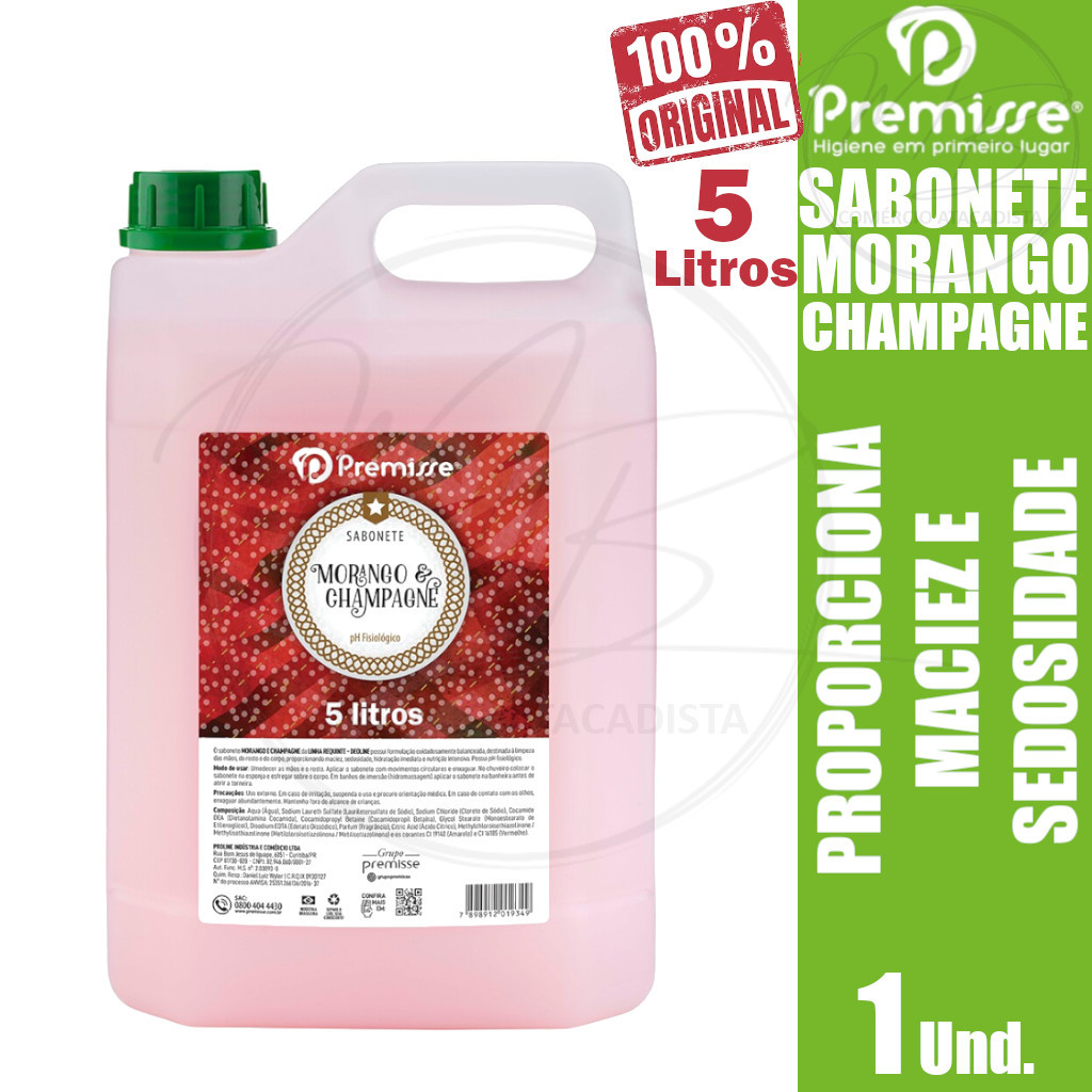 Sabonete Líquido Morango e Champagne 5 Litros - Premisse | Shopee Brasil