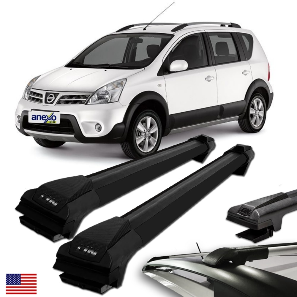 Rack de Teto Nissan Livina 2007 a 2014 Stoned 41601 Travessa Slim Preta ...