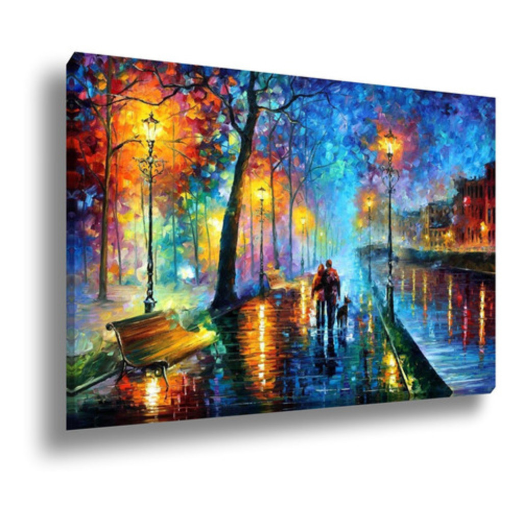 Quadro Canvas Grande Decorativo Pintura Casal Chuva Cor Impressão em ...