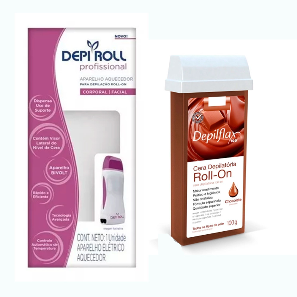 Kit Aparelho Depilatório Depiroll Roll-on Branco + Cera | Shopee Brasil