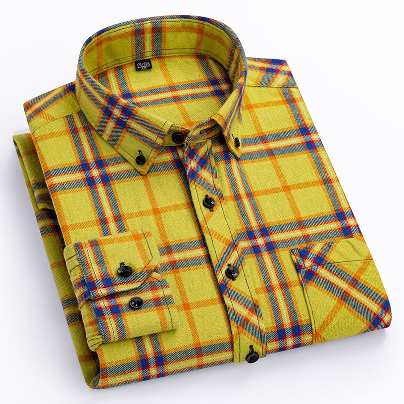 Camisa Masculina de Flanela Estilo Coreano Xadrez de Manga Longa Casual ...