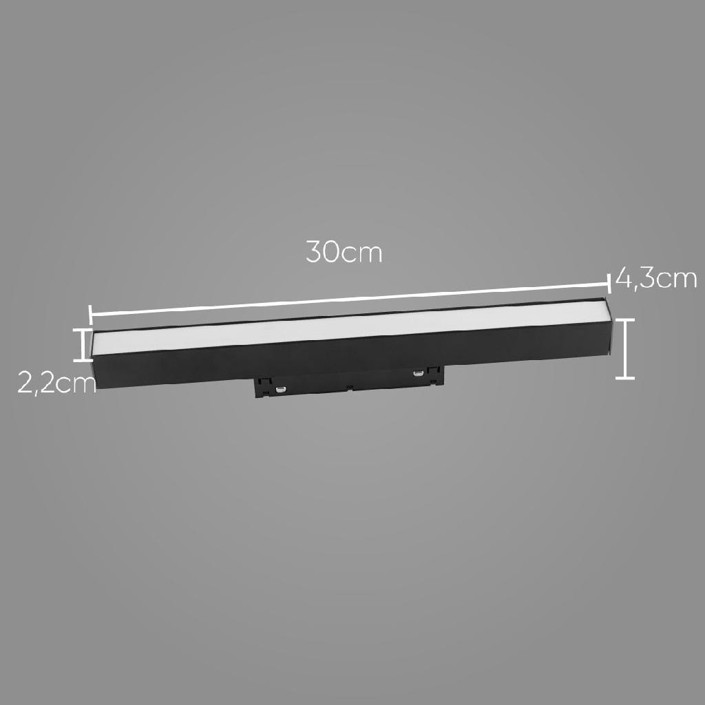 Luminária Difusa Linear 12W C. Sup P/ Trilho Mag. DS9956 Delis ST2801 ...