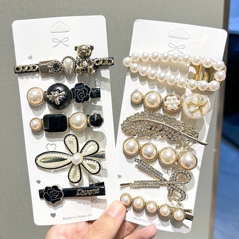 5 Peças Versão coreana Pearl Influencer Hair Clip Clipes de Cabelo ...
