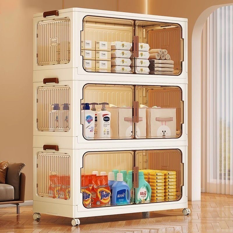 Caixa Multiuso 3 Portas Organizadora Armario Armazenamento Dobrável ...