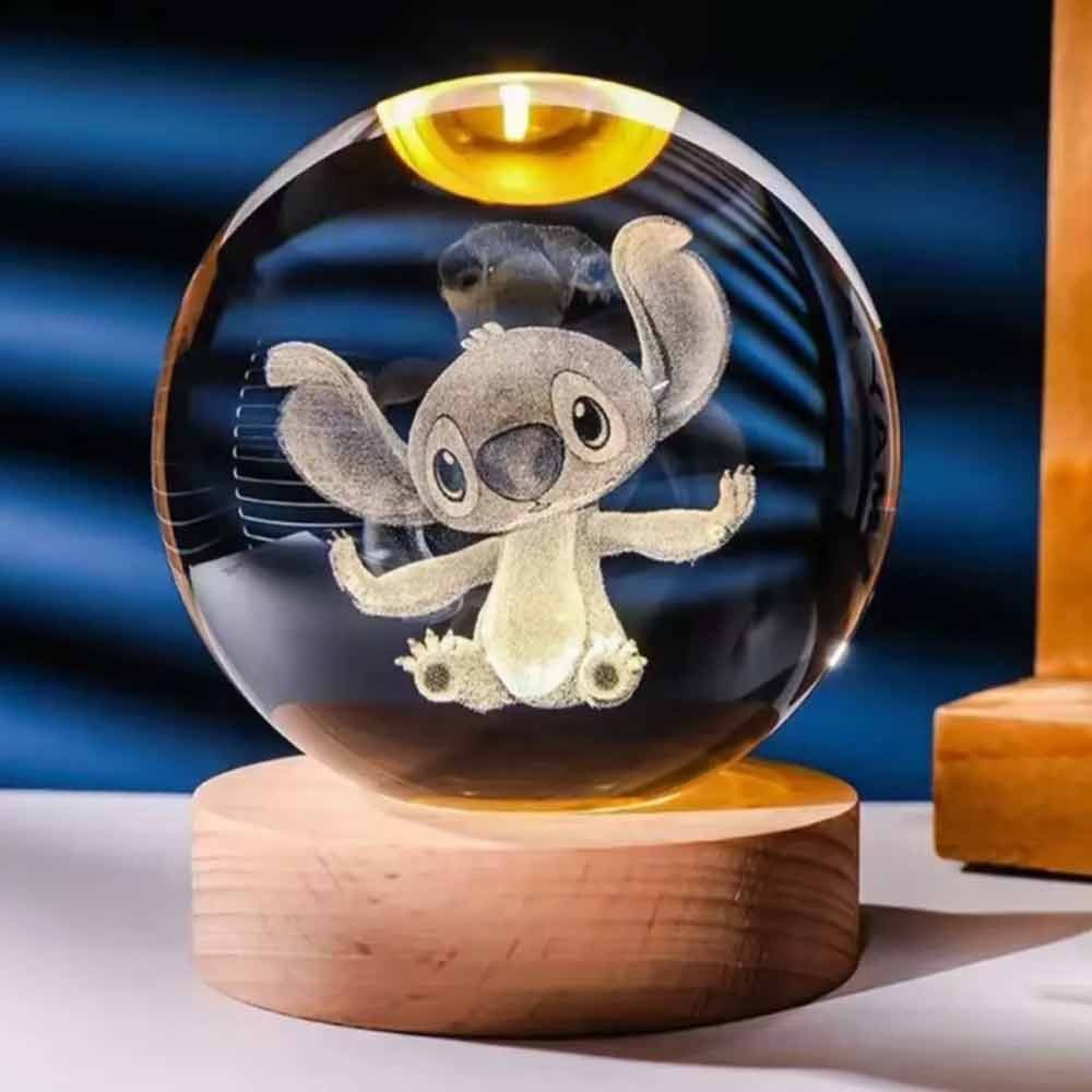 Disney Stitch 3D Crystal Ball Night Light Laser Carving Children's Gift ...