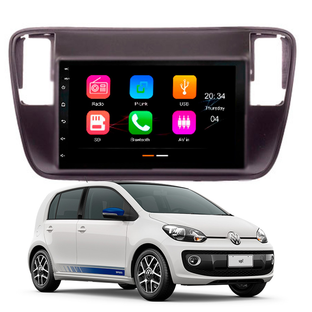 Central Multimídia 7 Polegadas MP5/BT CarPlay Android Auto + Moldura Preta VW UP AP1046 | Shopee ...