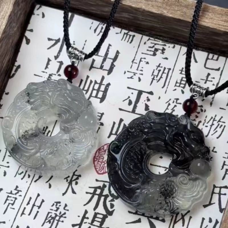 Novo estilo chinês {peixe dragão} cor gradiente fivela segura pingente ...