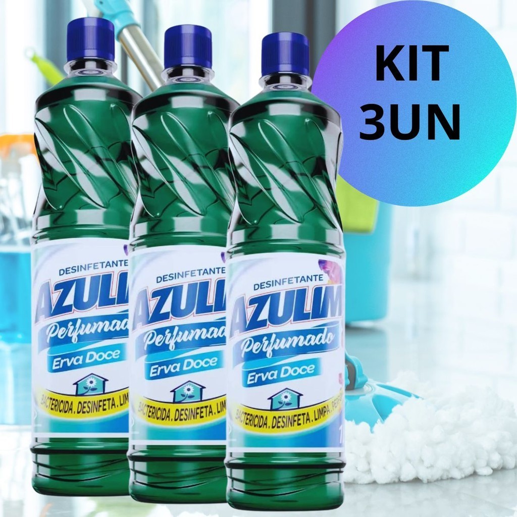 Kit 3 Desinfetantes Azulim Erva Doce Solução Para Limpeza e Desinfecção ...