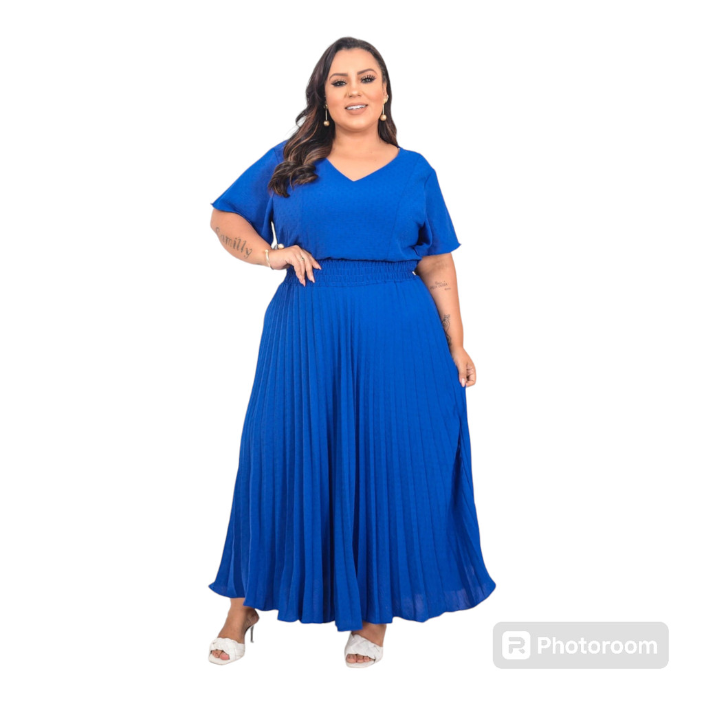 VESTIDO PLUS SIZE PLISSADO GRANDE MODA EVANGÉLICA G3 JULIANA | Shopee ...