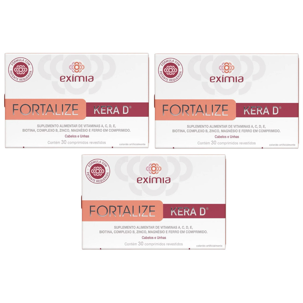3 Un Suplemento Vitamínico Exímia Fortalize Kera D 30 Comprimidos ...