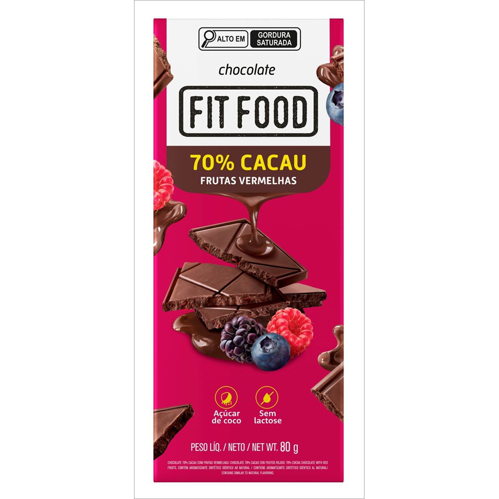 FIT FOOD CHOCOLATE 70% 10X80G FRT VERM | Shopee Brasil