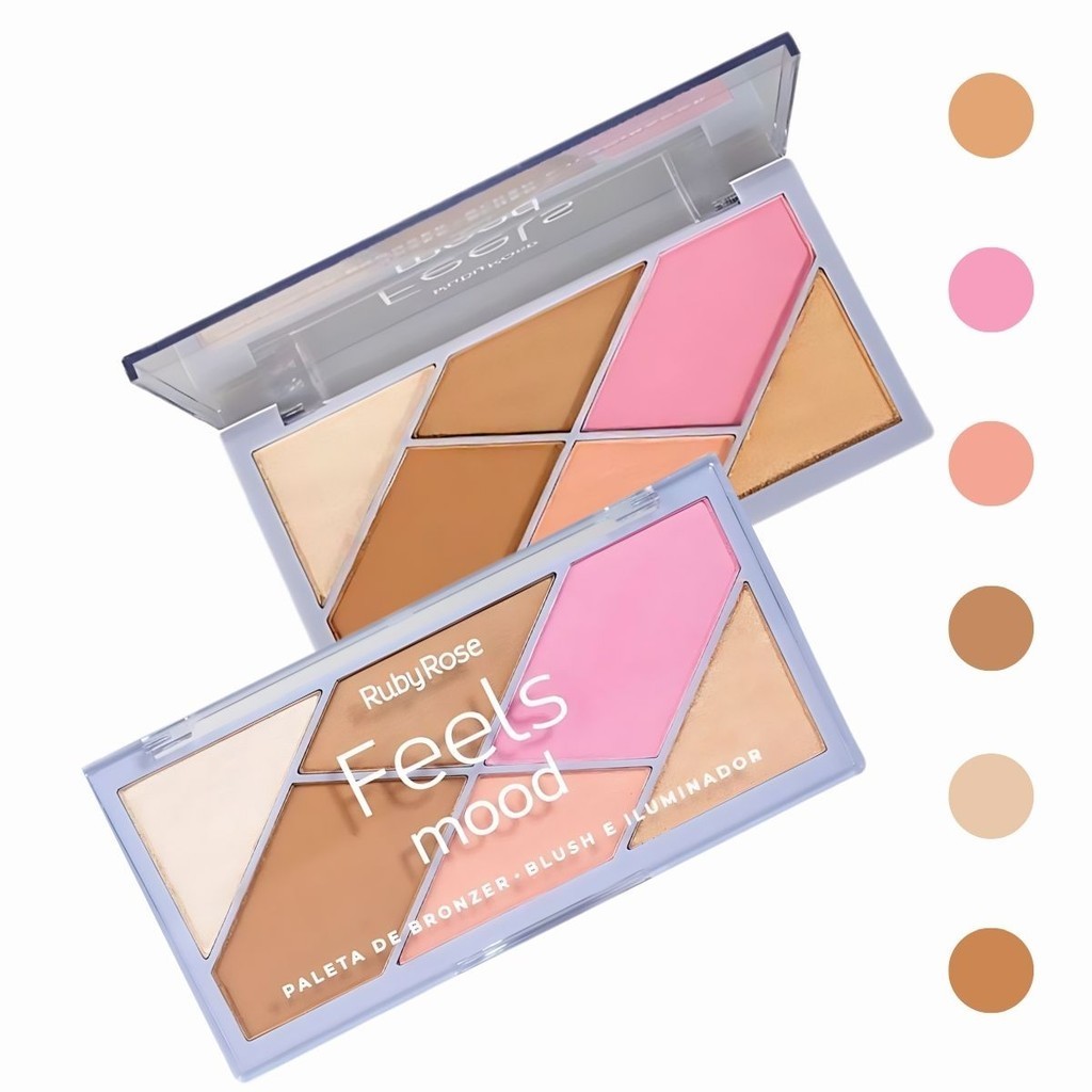 Paleta De Bronze Blush E Iluminador HB7528 Ruby Rose | Shopee Brasil