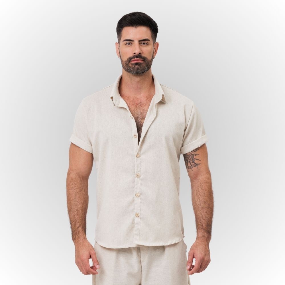 Camisa Masculina Linho Cru - Linha Exclusiva | Shopee Brasil