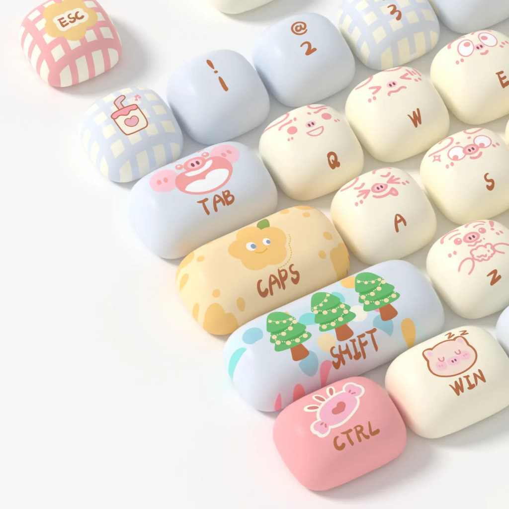 Akkoko Piggy Party Tofu Keycap Perfil MOG PBT Sublimação De Tinta De ...