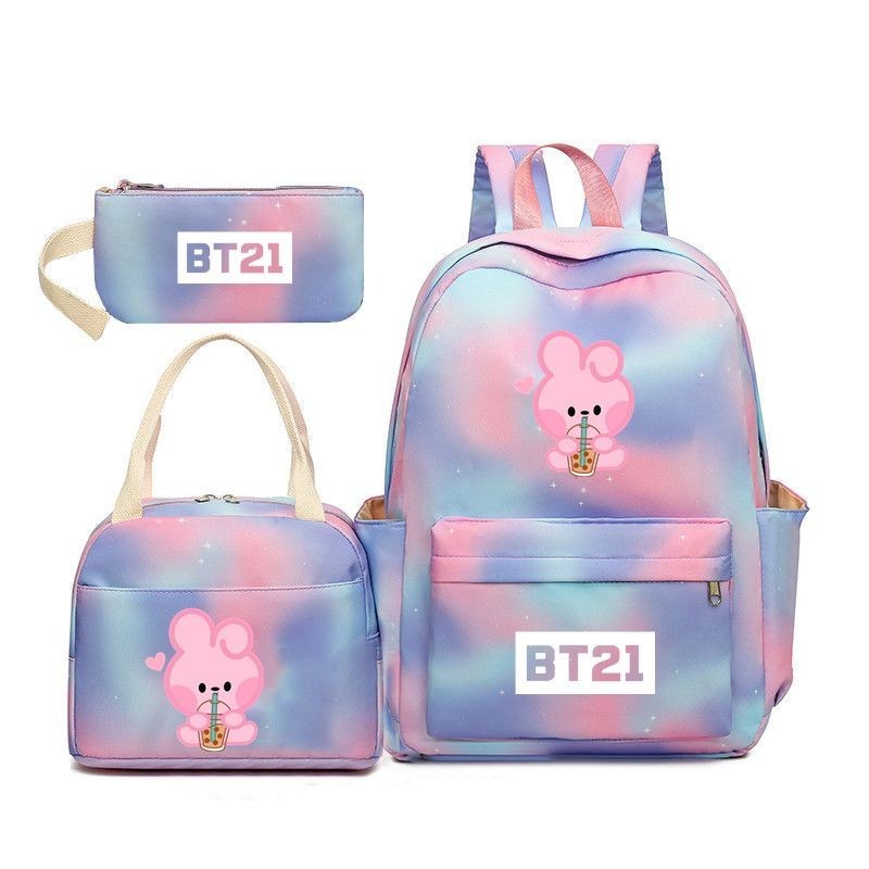 Bts Mochila Arco-Íris Colorida Gradiente Bts Mochila Arco-Íris BT21 ...