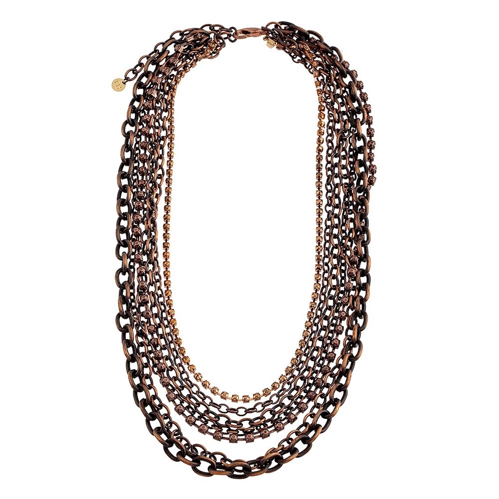 Colar Feminino Mix Correntes Copper | Shopee Brasil