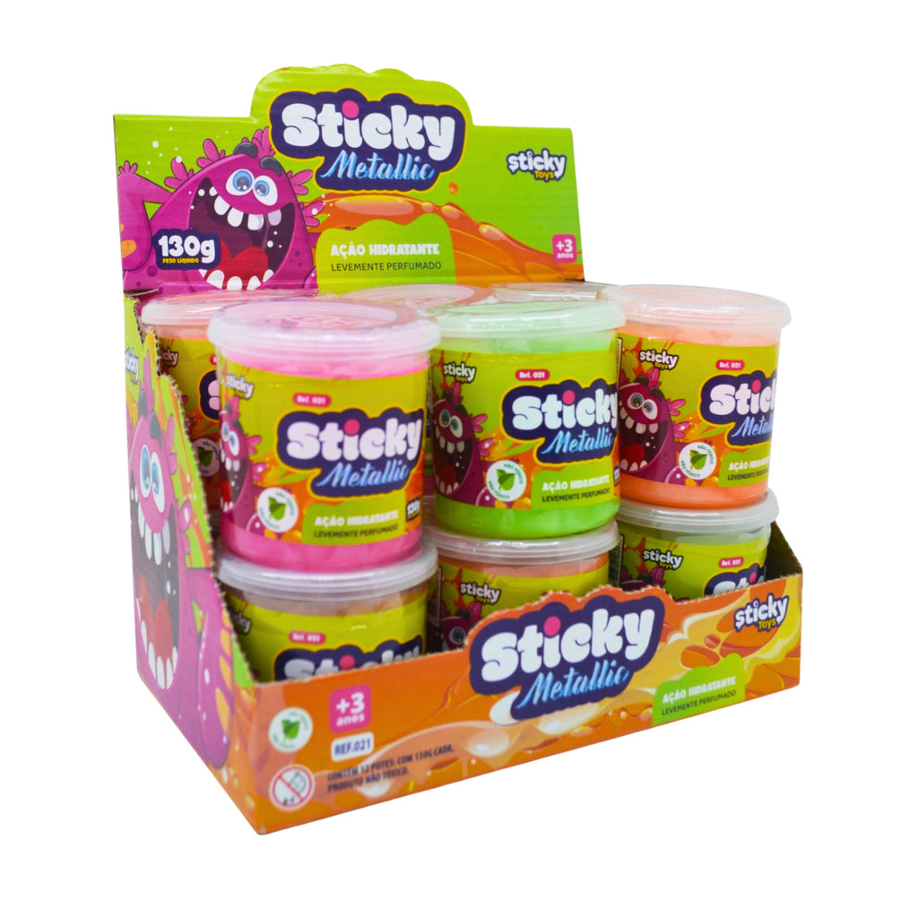 Kit 12 Potes Slime Sticky Metallic 130g Lembrancinha | Shopee Brasil