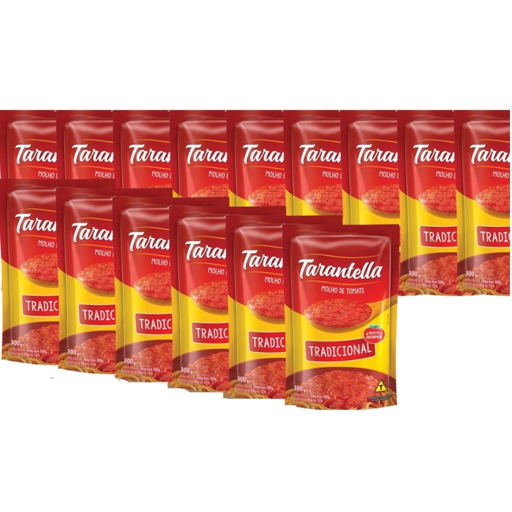 Kit C/15 Molho de Tomate Tradicional Tarantella sachê 300g | Shopee Brasil