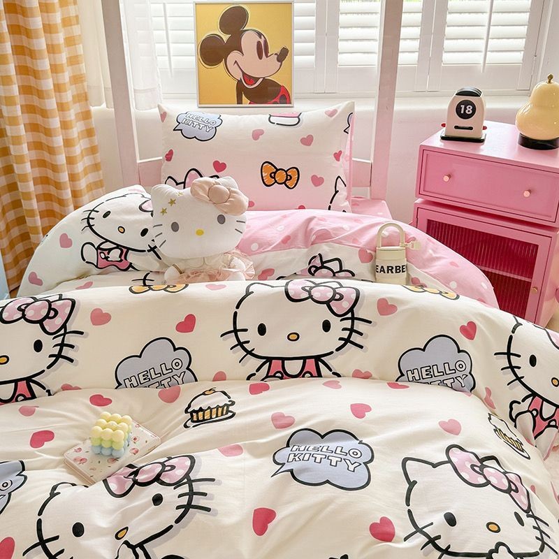 Love Hello Kitty KT Cartoon 4 Em 1 Conjuntos De Cama Dormitório Quarto ...