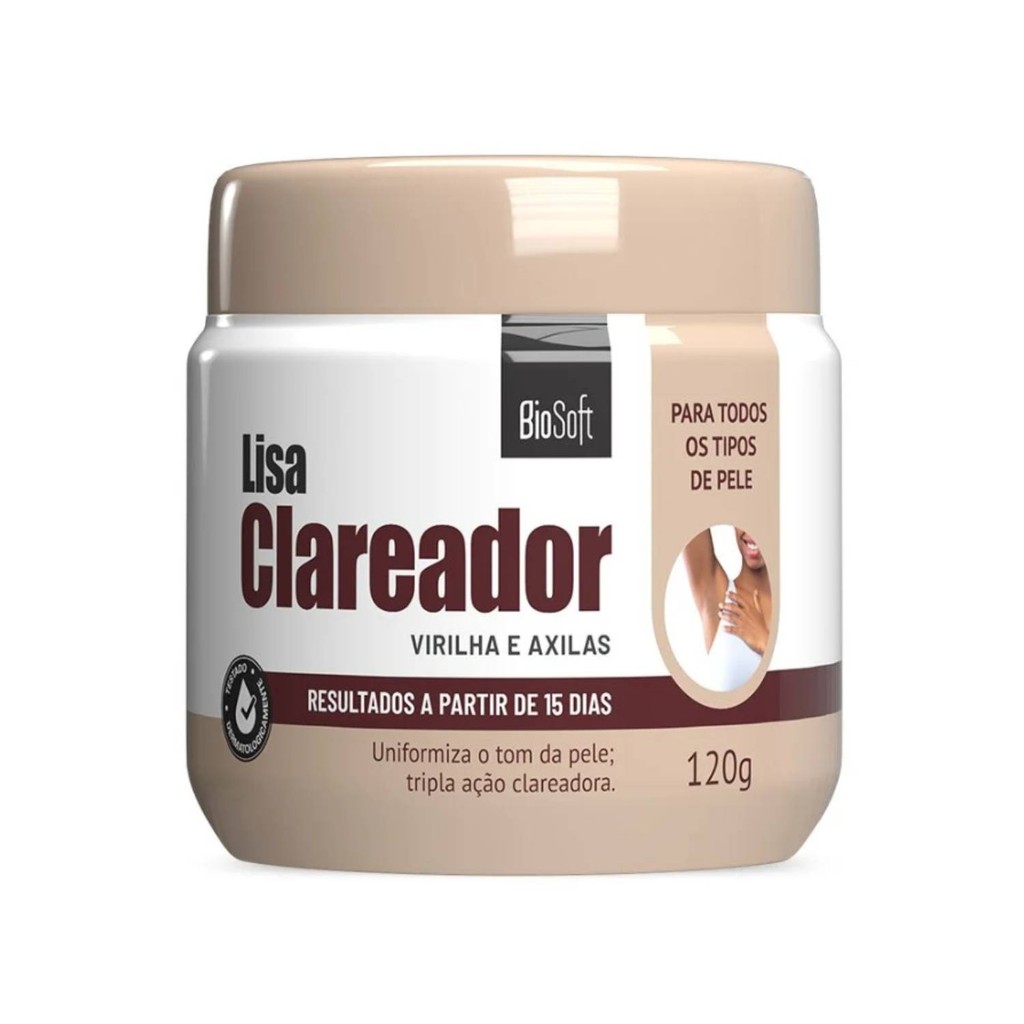 CREME LISA CLAREADOR CORPORAL AXILA E VIRILHA 120GR - BIOSOFT | Shopee ...
