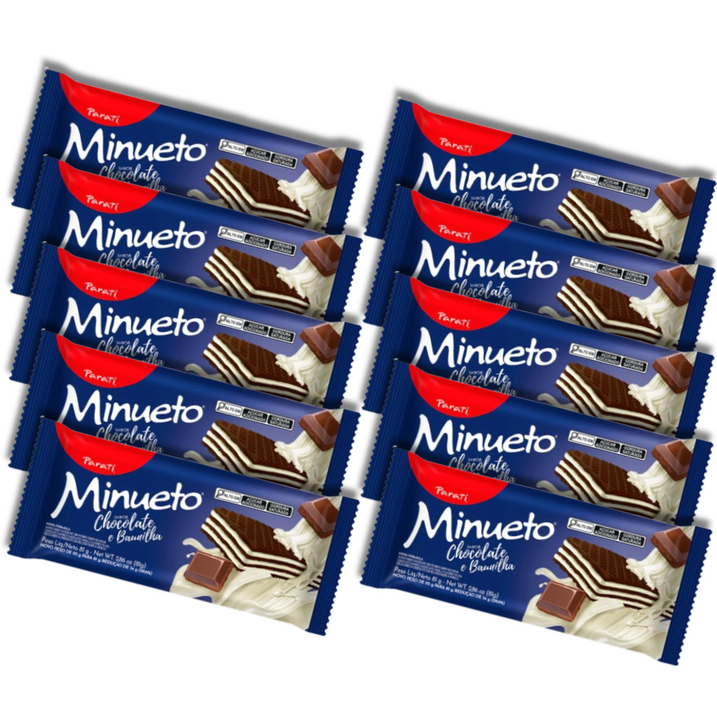 Pack 10 unidades Biscoito Wafer Recheado Parati Minueto com Recheio ...