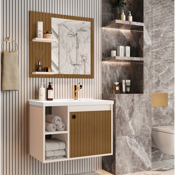 Gabinete Balcão Banheiro Com Espelheira e Cuba Adônis kit completo ...