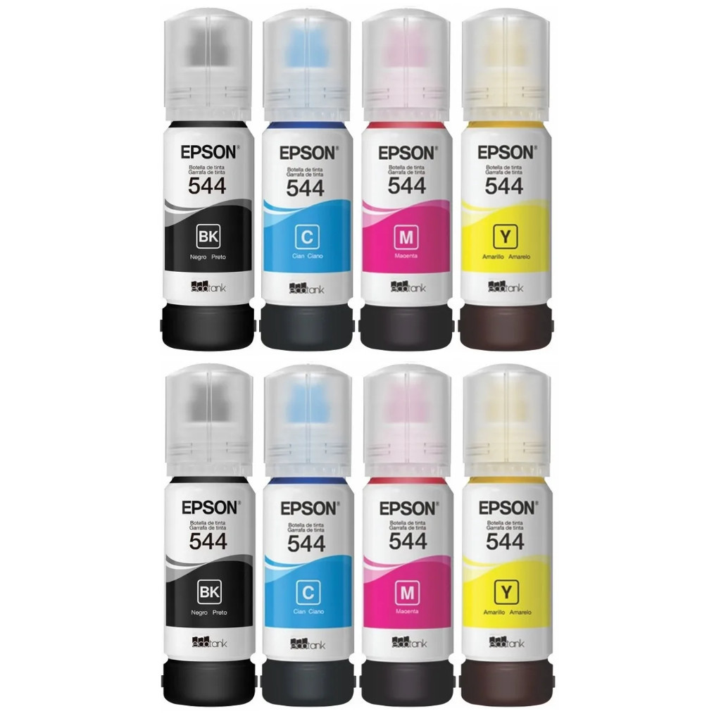 Kit 8x Tinta Original Epson T544 L3250 L3150 T544 L3210 L1250 | Shopee Brasil
