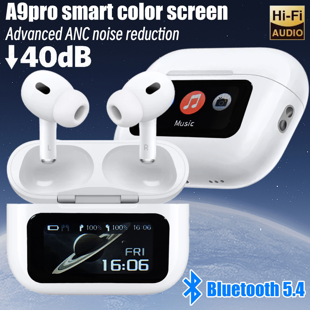 Fones De Ouvido Bluetooth A9pro ANC TWS-Com Controle De Tela De Toque LED-Fone Air 9 Pro ...