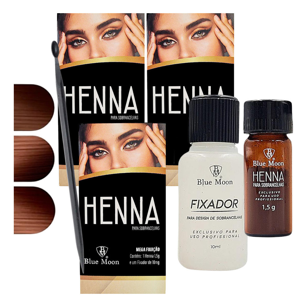 Kit Henna 3 Cor Castanhos para Sobrancelhas Profissional Design 10g ...