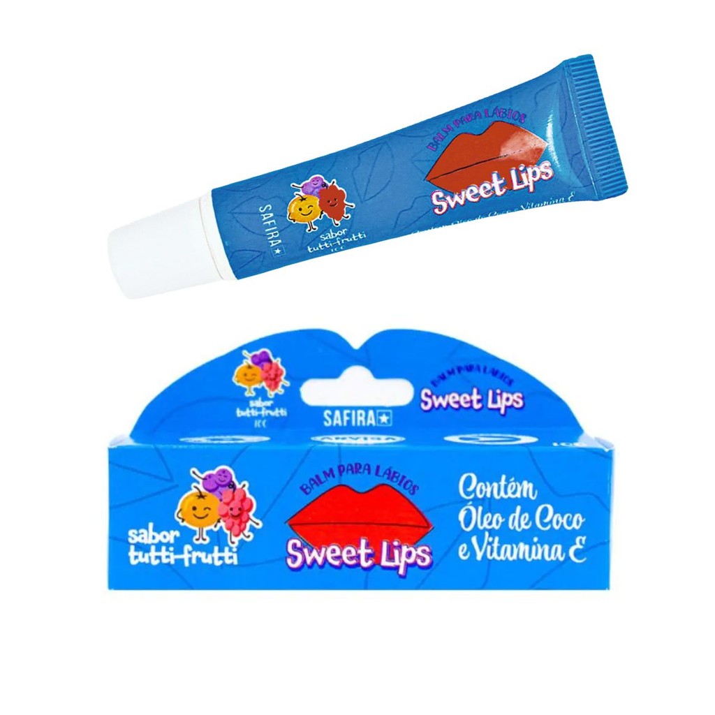 Balm Labial Sweet Lips Tutti-Frutti Com Óleo de Coco Safira | Shopee Brasil