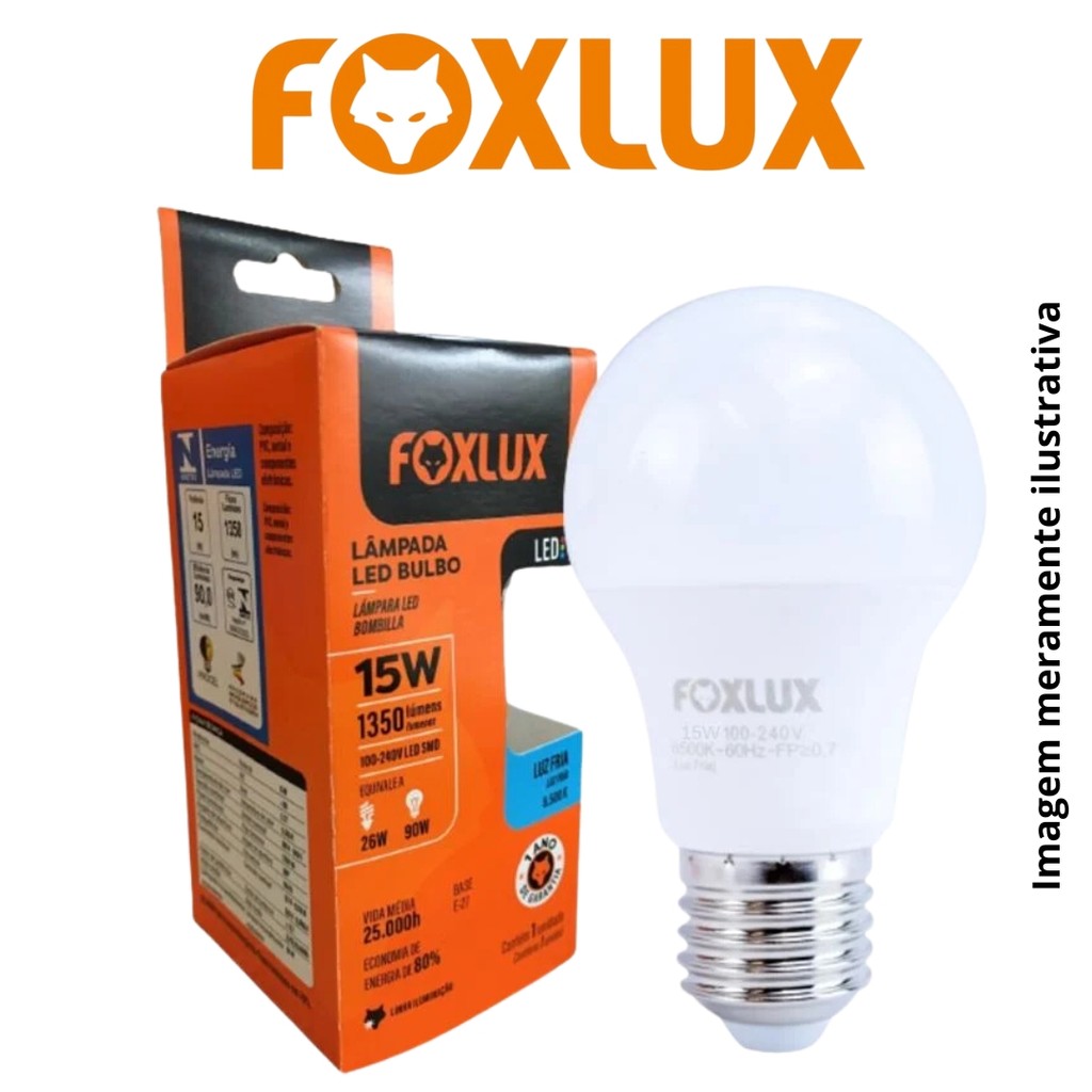 LAMPADA LED 15W BULBO BRANCA 6500K | FOXLUX | Shopee Brasil