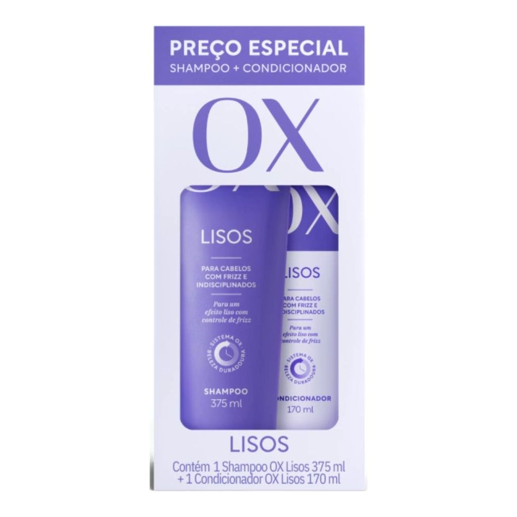 Kit OX Lisos Shampoo 375ml e Condicionador 170ml | Shopee Brasil
