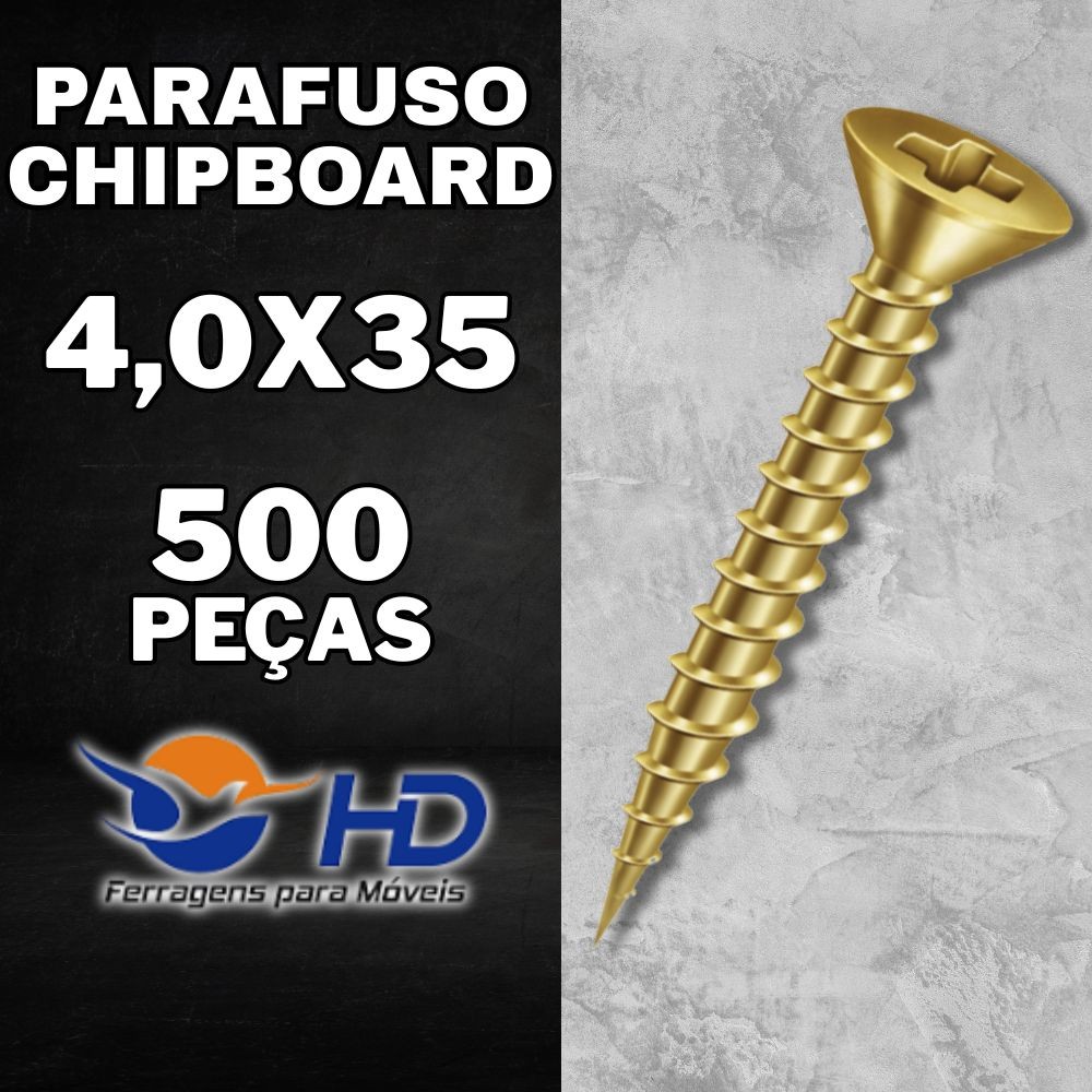 Parafuso Cabeça Chata 4,0x35 HD – Caixa com 500 Unidades | Fixação ...
