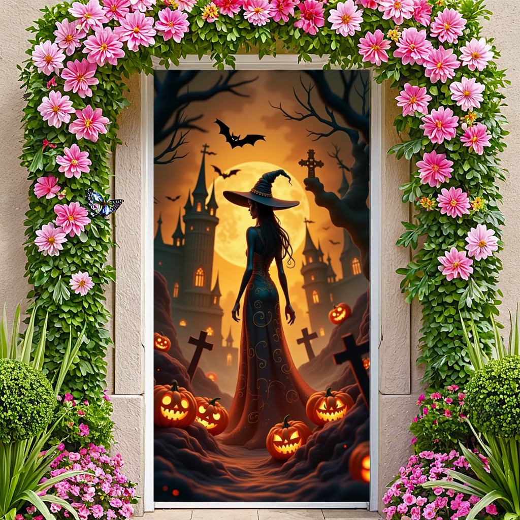 Decorações De Halloween Capa De Porta , Grande Bruxa Assustadora ...